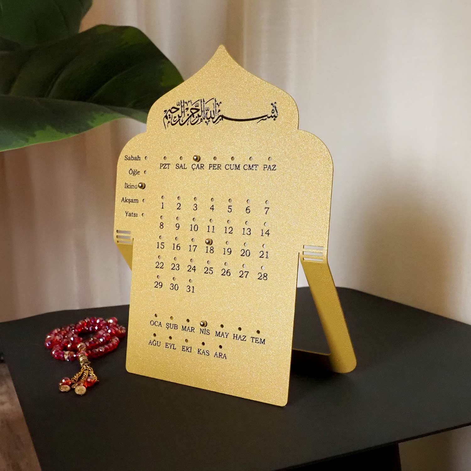 Prayer Time Metal Islamic Desk Calendar (Turkish) - WAMH201 – Wall Art ...