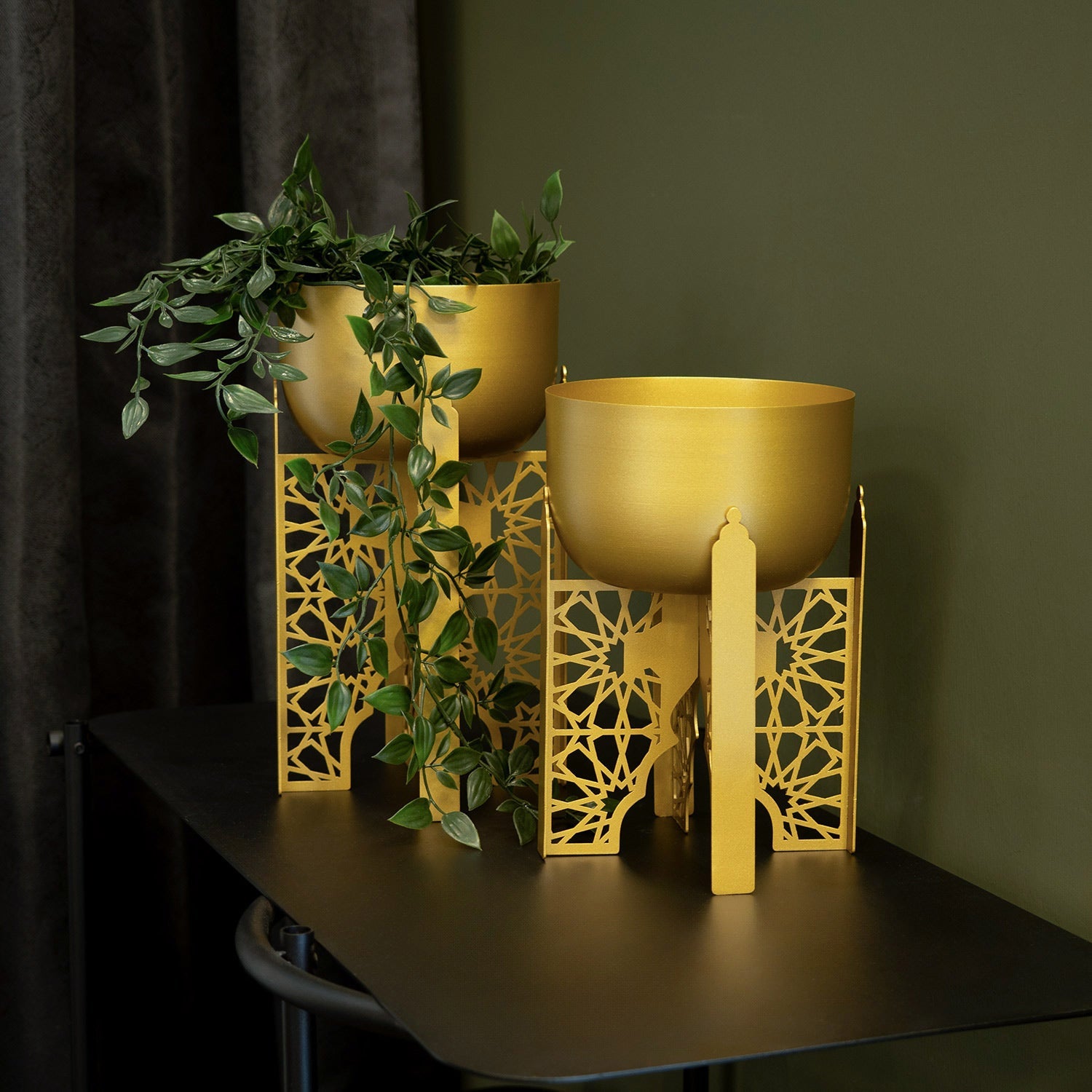 Emas Metal Planter Set of 2 with Islamic Patterns - WAMH160 – Wall Art ...